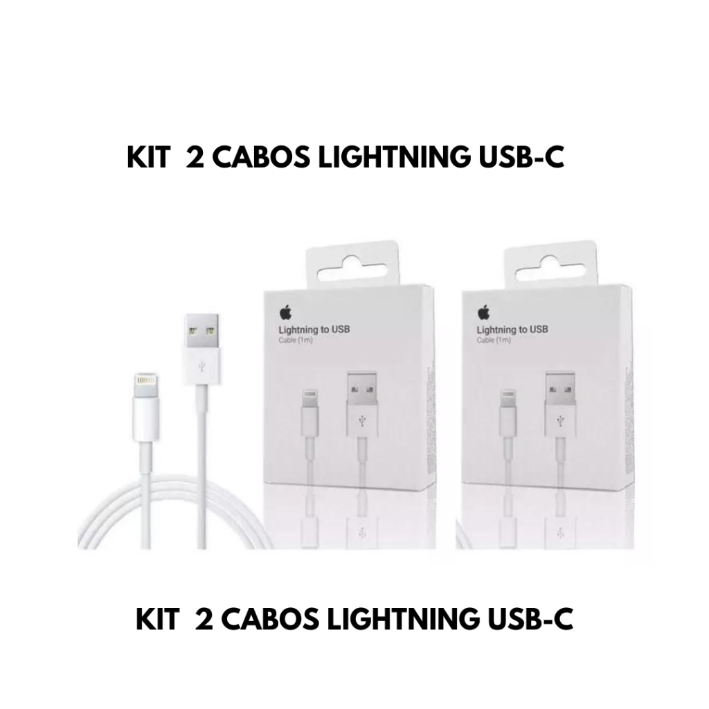 2 Cabos de Carregador Iphone Tipo C Lightning Fast/Carga Rapida USB-C ...