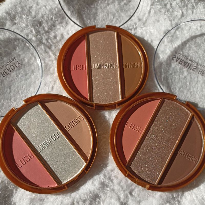 PALETA MULTI FACE 3 EM 1 BLUSH, CONTORNO E ILUMINADOR SARAH'S BEAUTY ...