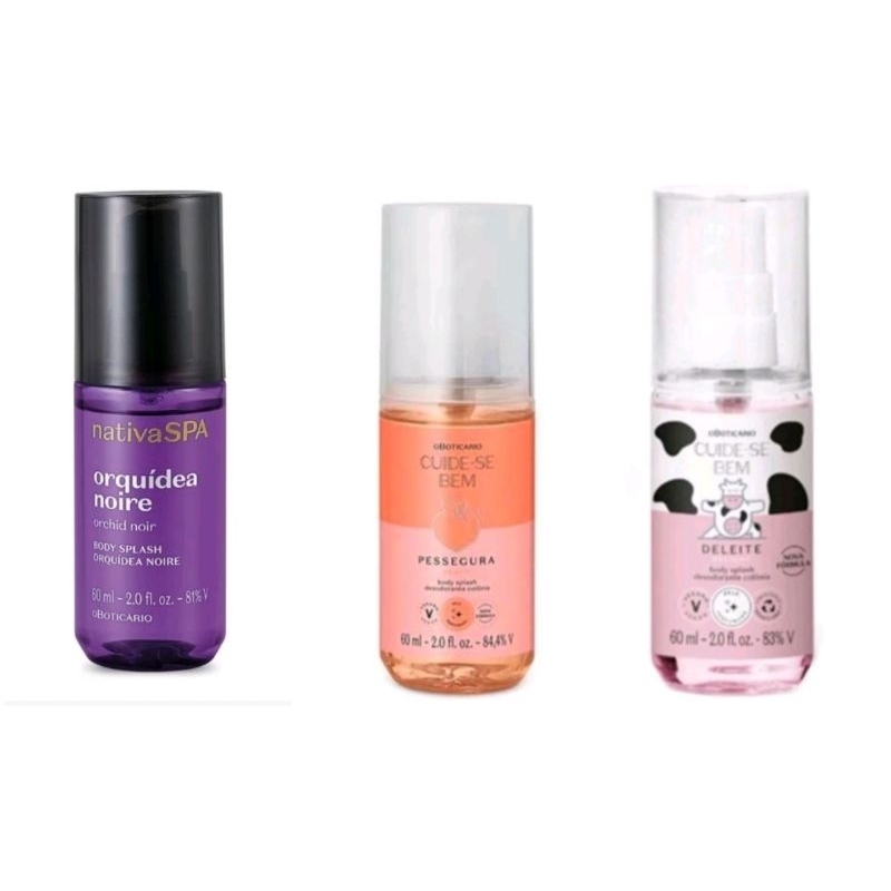 kit com 3 Body Splash 60ml o Boticário Orquídea Noire, Pessegura ...