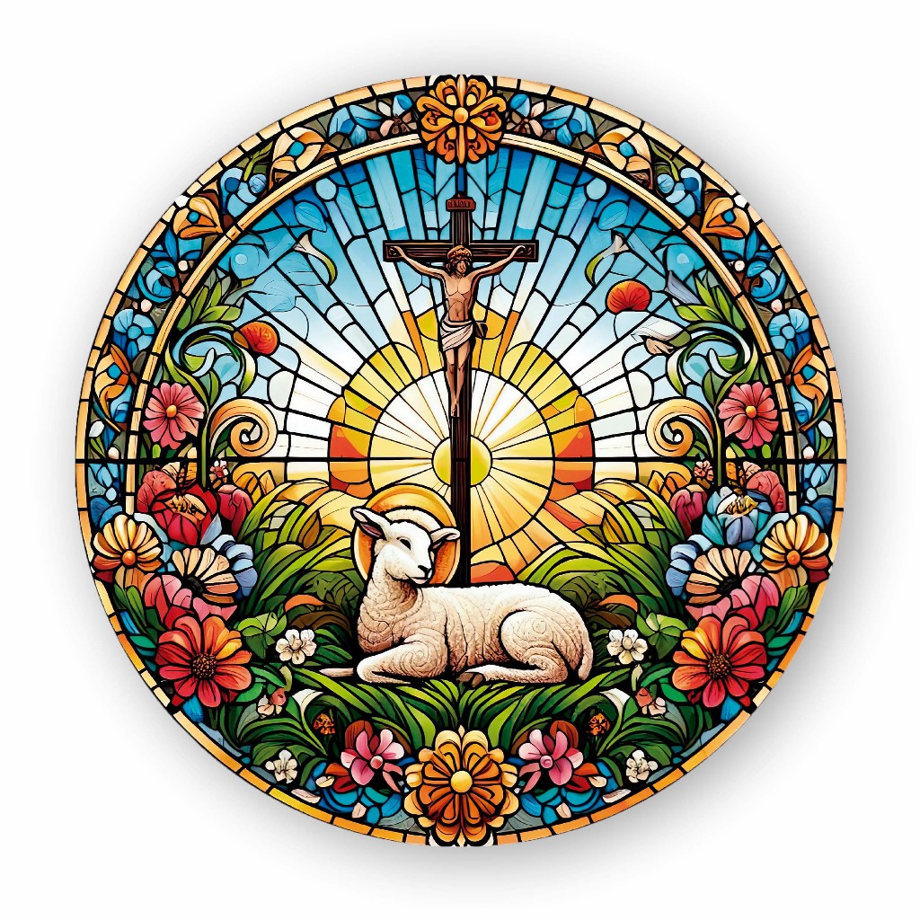 Painel de Festa, VITRAL CORDEIRO DE DEUS, em Tecido malha Premium 3D ... Painel de Festa, VITRAL CORDEIRO DE DEUS, em Tecido malha Premium 3D ...