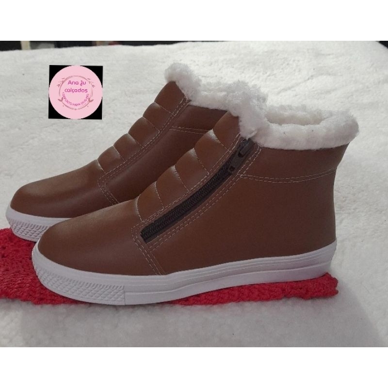 Tenis Botinha Bota Cuturno Femenina lã qualidade conforto frio quente ...