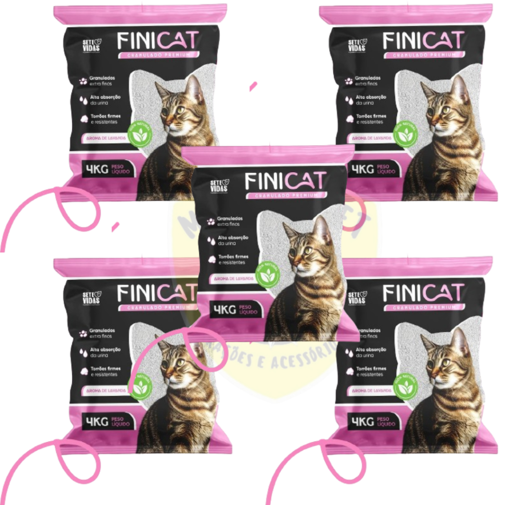 5 Areia Higienica Fini Cat Premium 4kg - Kit 5 unidades / 3 unidades | Shopee Brasil