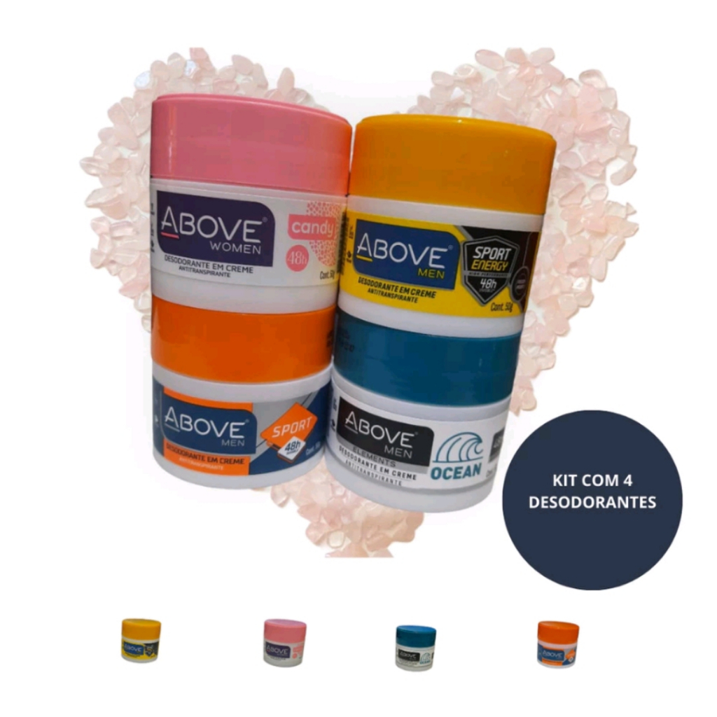 Kit 04 Desodorante ABOVE Antitranspirante em creme 50g cada LANÇAMENTO ...