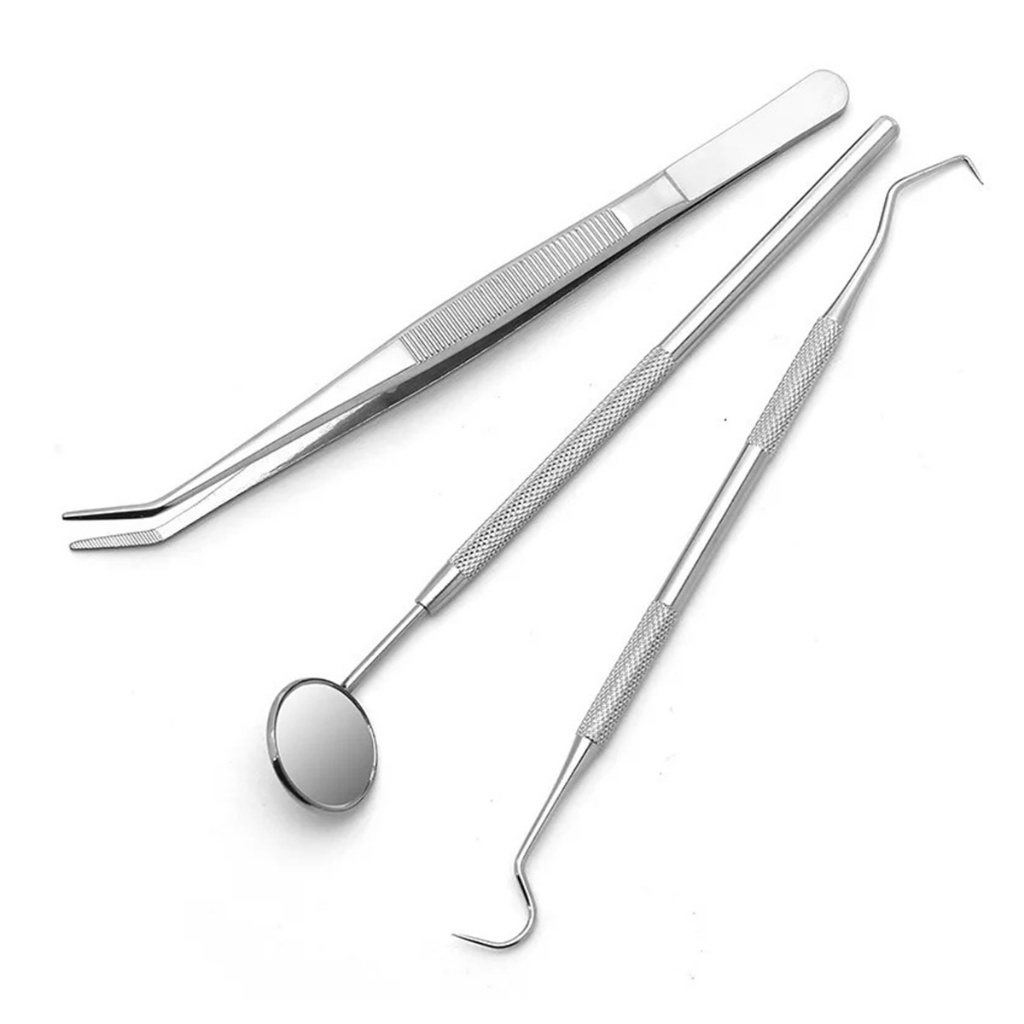 Kit Clínico Pinça Clinica + Espelho com Cabo + Sonda Exploradora nº5 ...