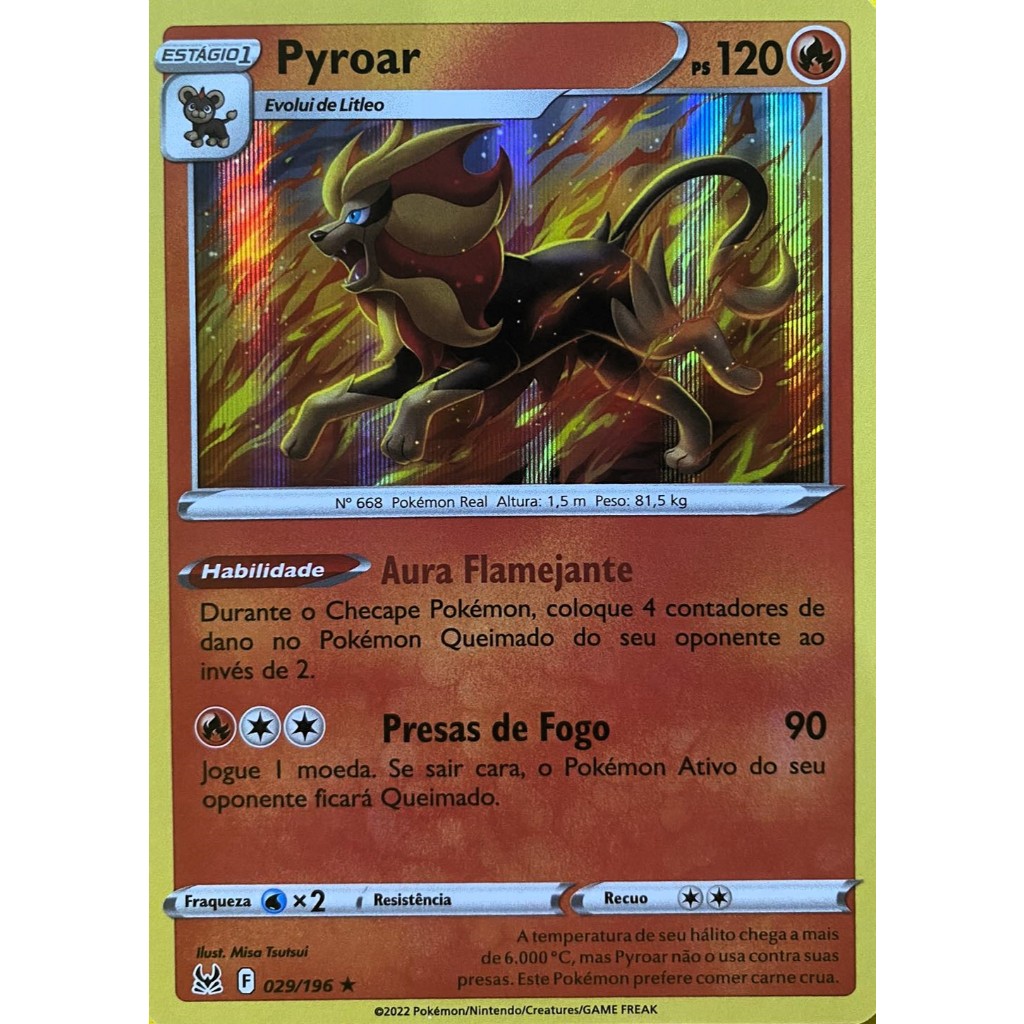 Carta Pyroar Holográfica Origem Perdida Pokemon TCG | Shopee Brasil