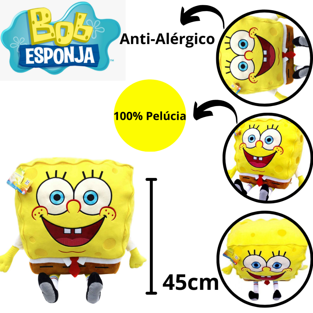 Pelúcia Bob Esponja 45cm Patrick Estrela Garry Sirigueijo Plankton Lula ...