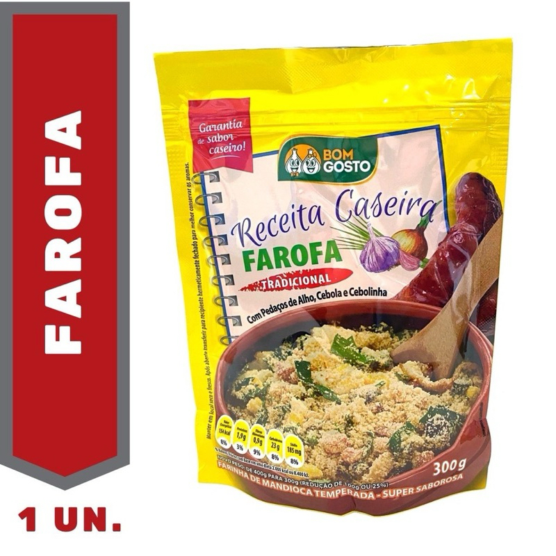 Farofa Temperada Pedaços Alho Cebola Cebolinha Tradicional 300g/Sabores ...
