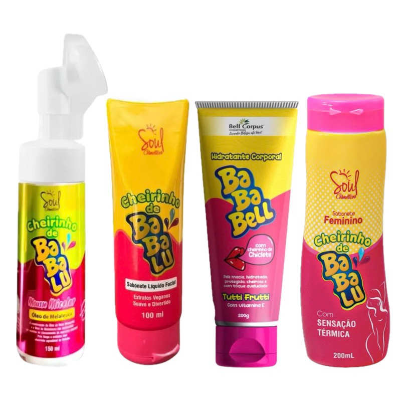Kit Babalu mousse micelar, Sabonete Facial, Hidratante Corporal e ...