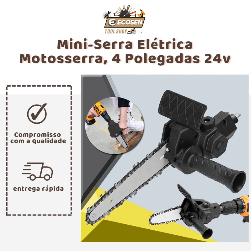 Mini-Serra Elétrica, Motosserra, 4 Polegadas 24v, Chainsaw | Shopee Brasil