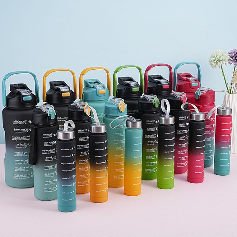 Kit 3 Garrafas Squeeze Motivacionais Garrafa Água Academia Com 2L e 900ml e 300ml Portátil ...