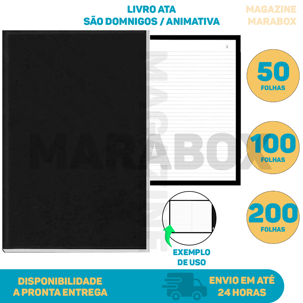 Livro Ata Capa Dura Preto São Domingos 50 / 100 / 200 Folhas | Shopee ...