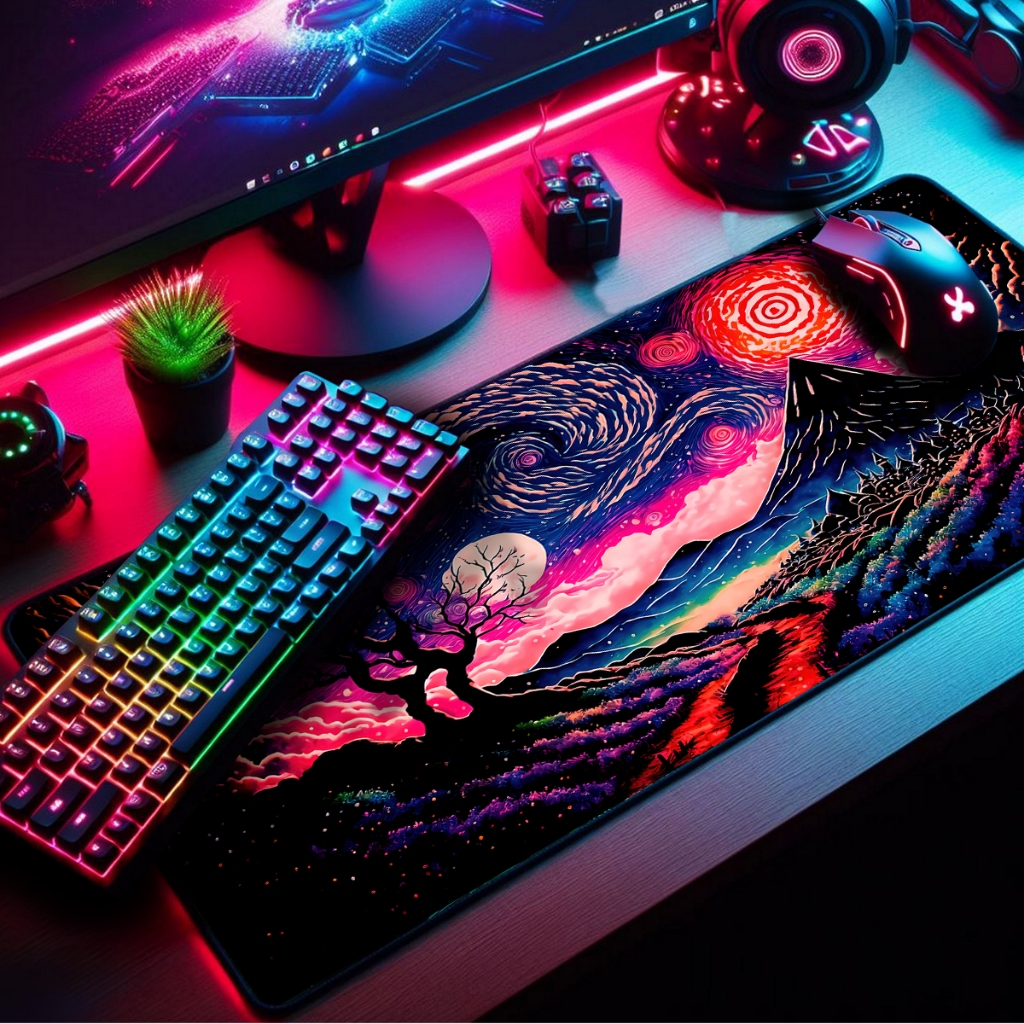 Mouse Pad Gamer Extra Grande 70x35cm Borda Costurada Estampa Cenários ...