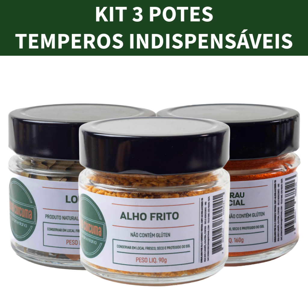 KIT 3 Porta Tempero Alho Frito Louro Folha Colorau Pote de Vidro ...