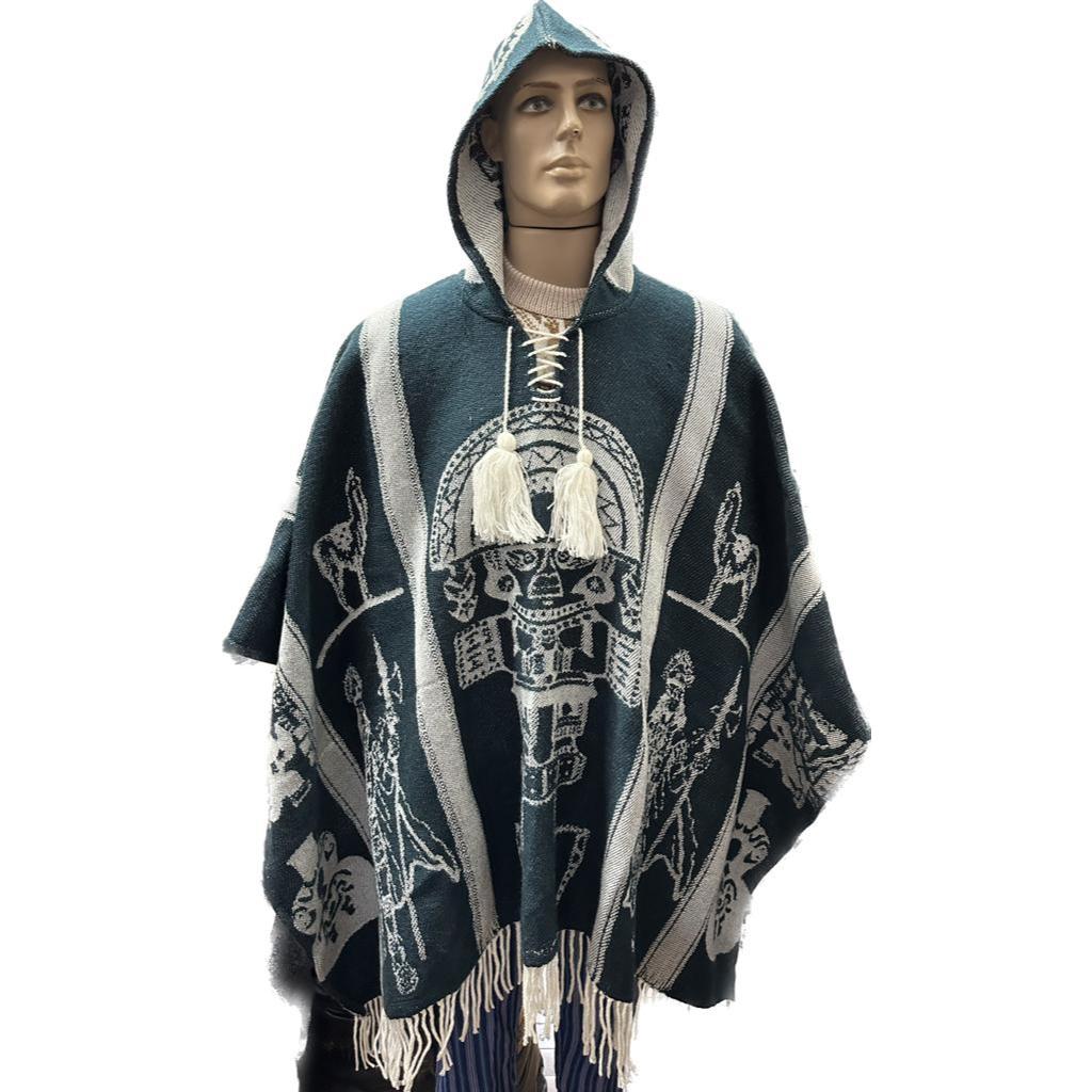 Poncho Peruano TUMI Símbolo Peruano da Medicina Tricot Inverno Unissex ...