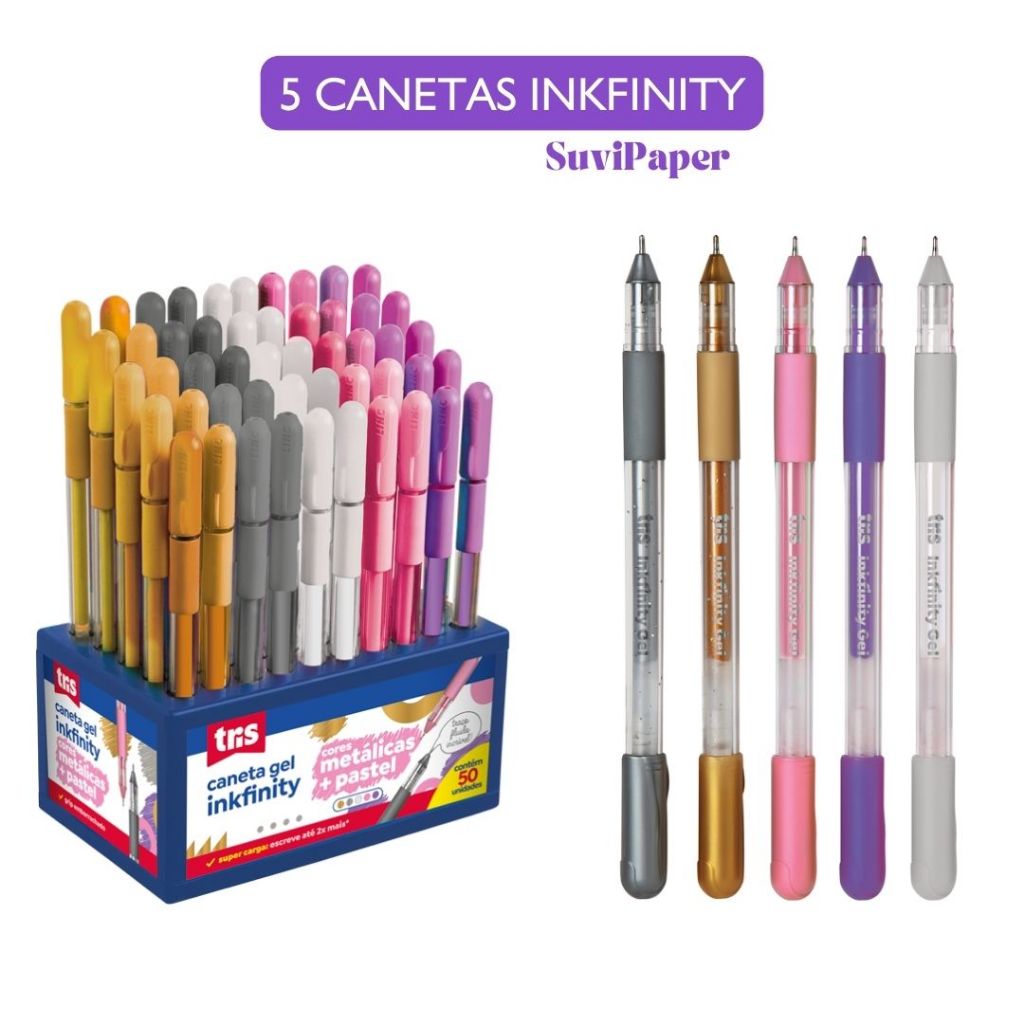 Caneta Gel Inkfinity 1.0mm Cores Metálicas Tons Pastel com 5 un - Tris ...