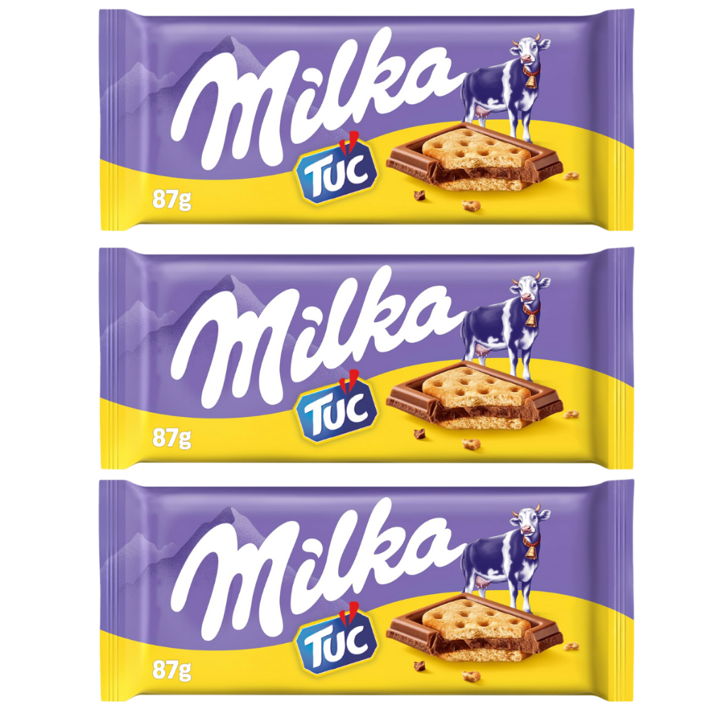 3 Barra De Chocolate Importado Milka Tuc (biscoito Salgado) | Shopee Brasil