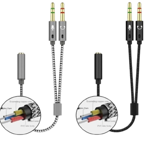 Adaptador P3 x P2 Para Pc Fone E Microfone Duplo Reforçado | Shopee Brasil