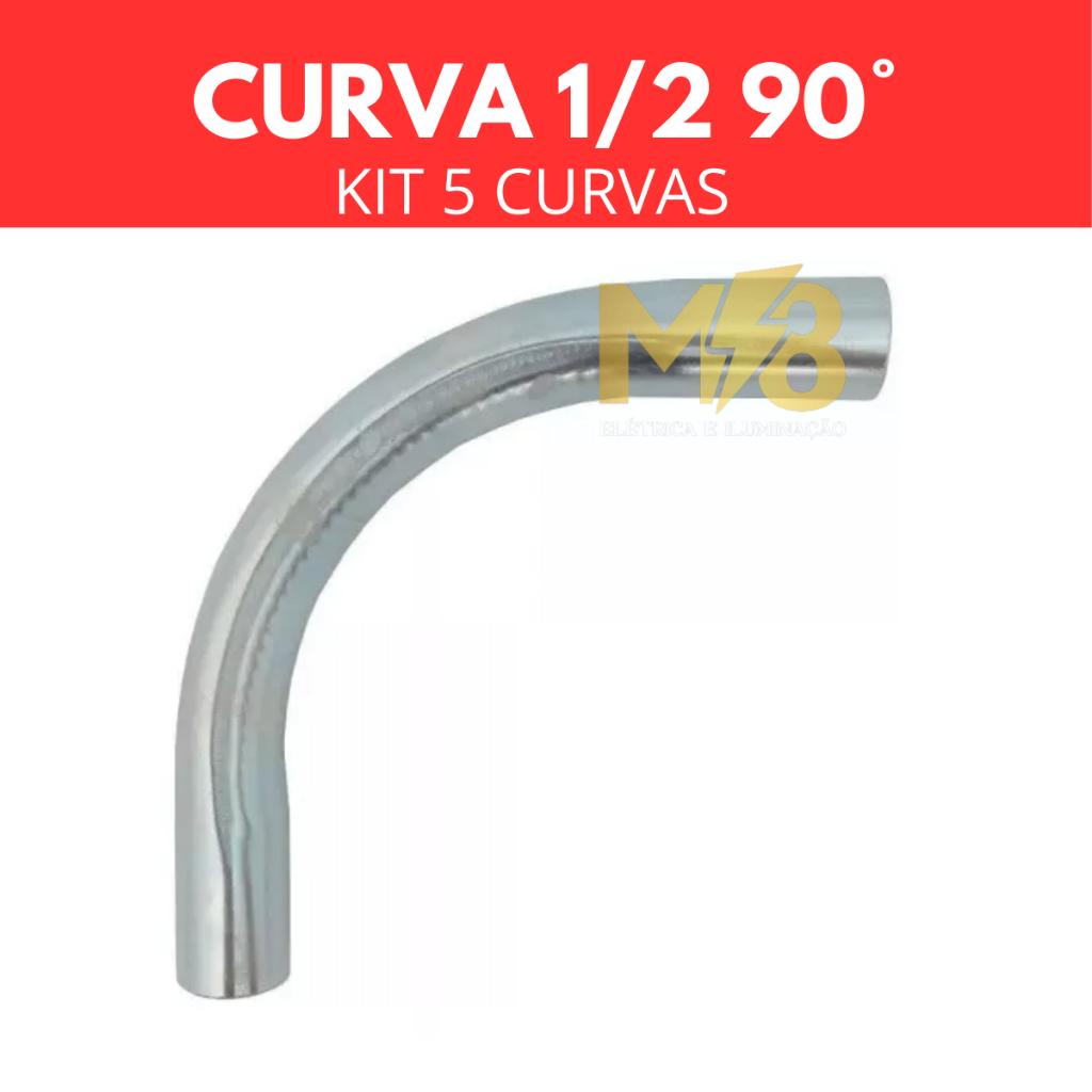 KIT 5 Curva Galvanizada 1/2 Polegada 90graus Para eletroduto | Shopee Brasil
