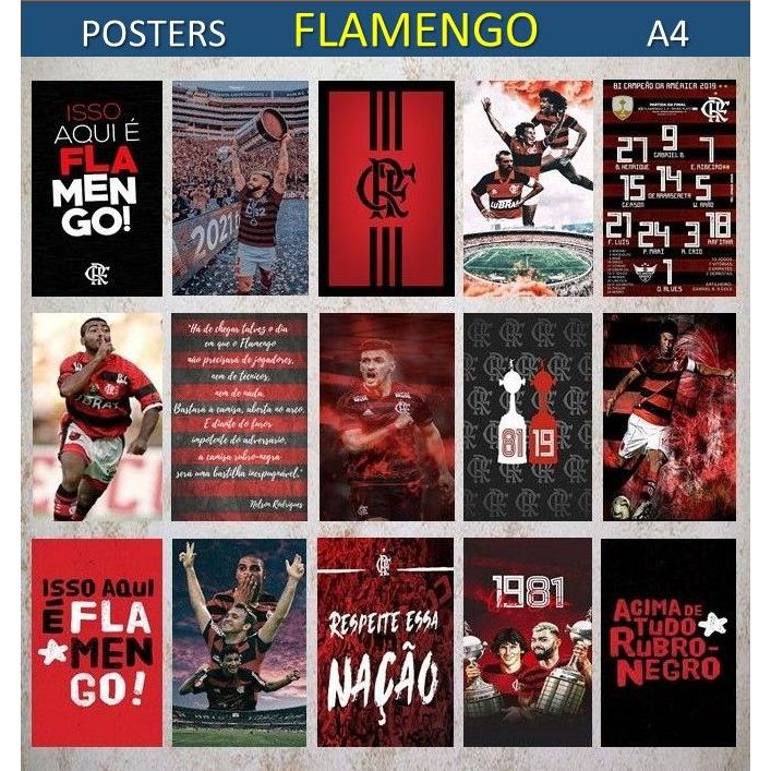 Poster Premium Flamengo...Escudo, Zico, Romário, Gabigol, Ronaldinho ...