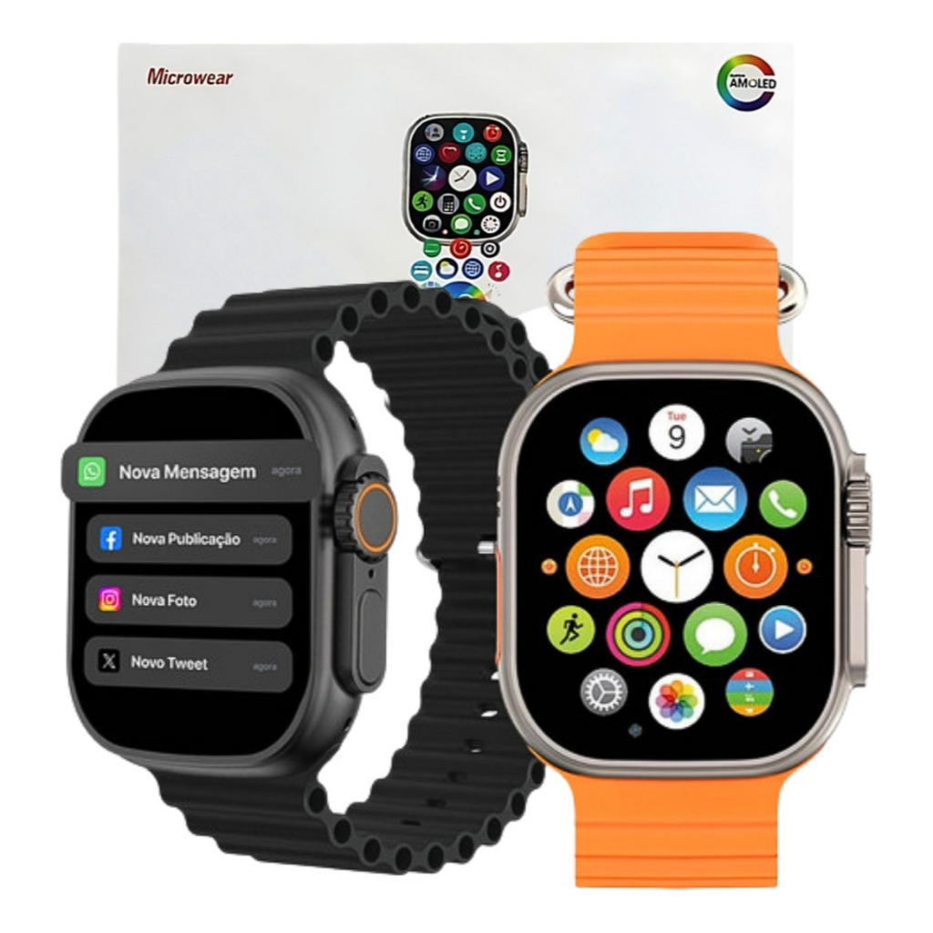 Smartwatch W69+ Ultra 49mm Series 10 Amoled 2024 Pelicula 3D pulseira ...