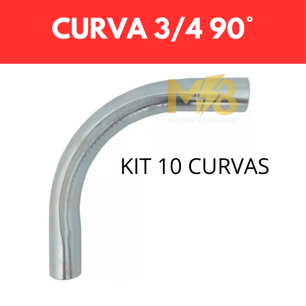 KIT 10 Curva Galvanizada 3/4 Polegada 90graus Para eletroduto ...