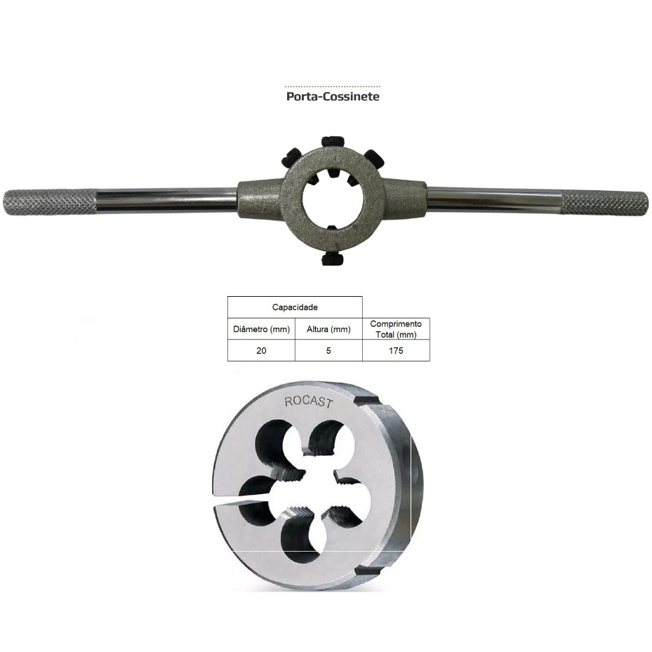 KIT TARRAXA COSSINETE MANUAL AÇO RAPIDO HSS M4 X 0,7 - DIN223B - ROCAST ...