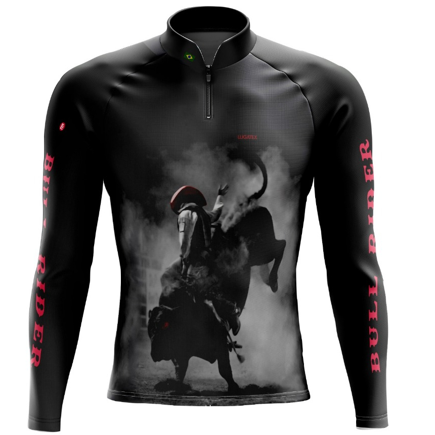 Camisa Rodeio Bull Rider Rodeo Manga Longa UV +50 Preta BR | Shopee Brasil