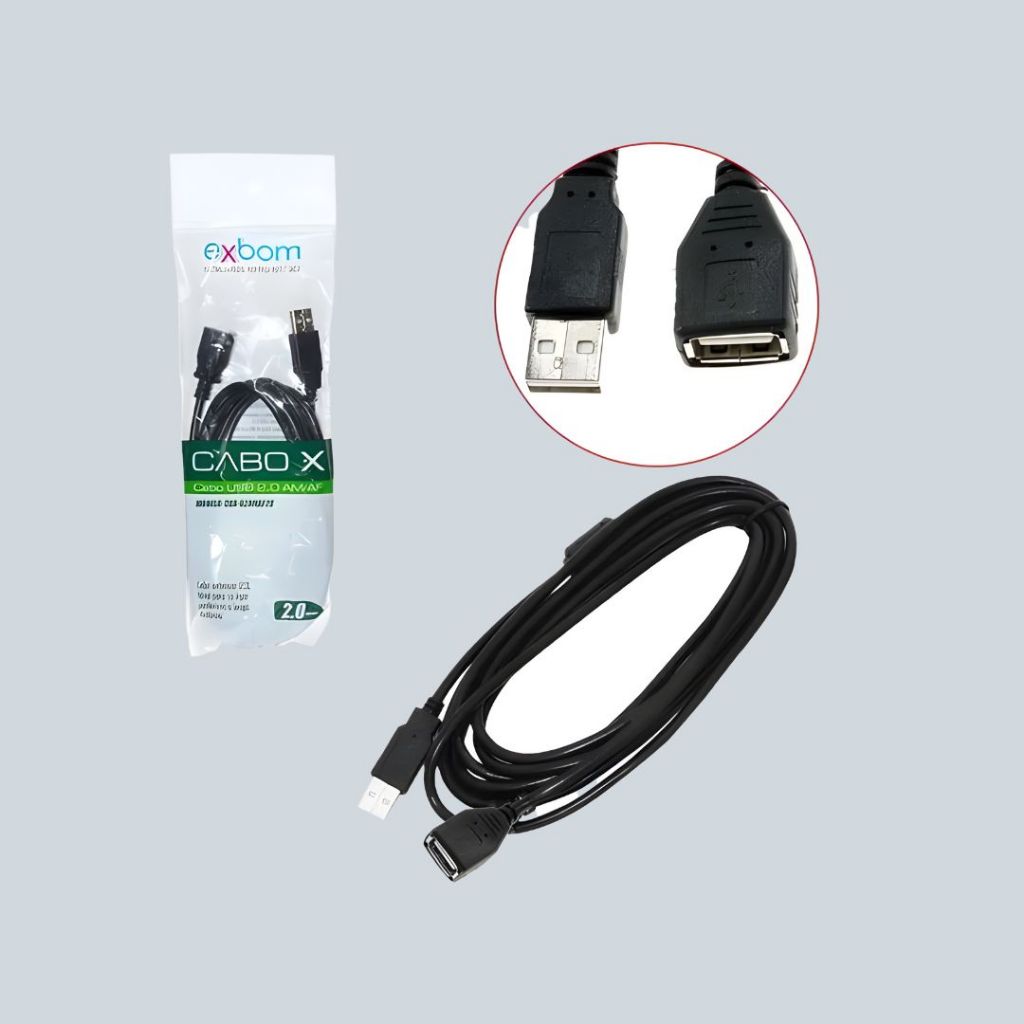 Cabo Extensor USB macho / femea 2 METROS com filtro | Shopee Brasil