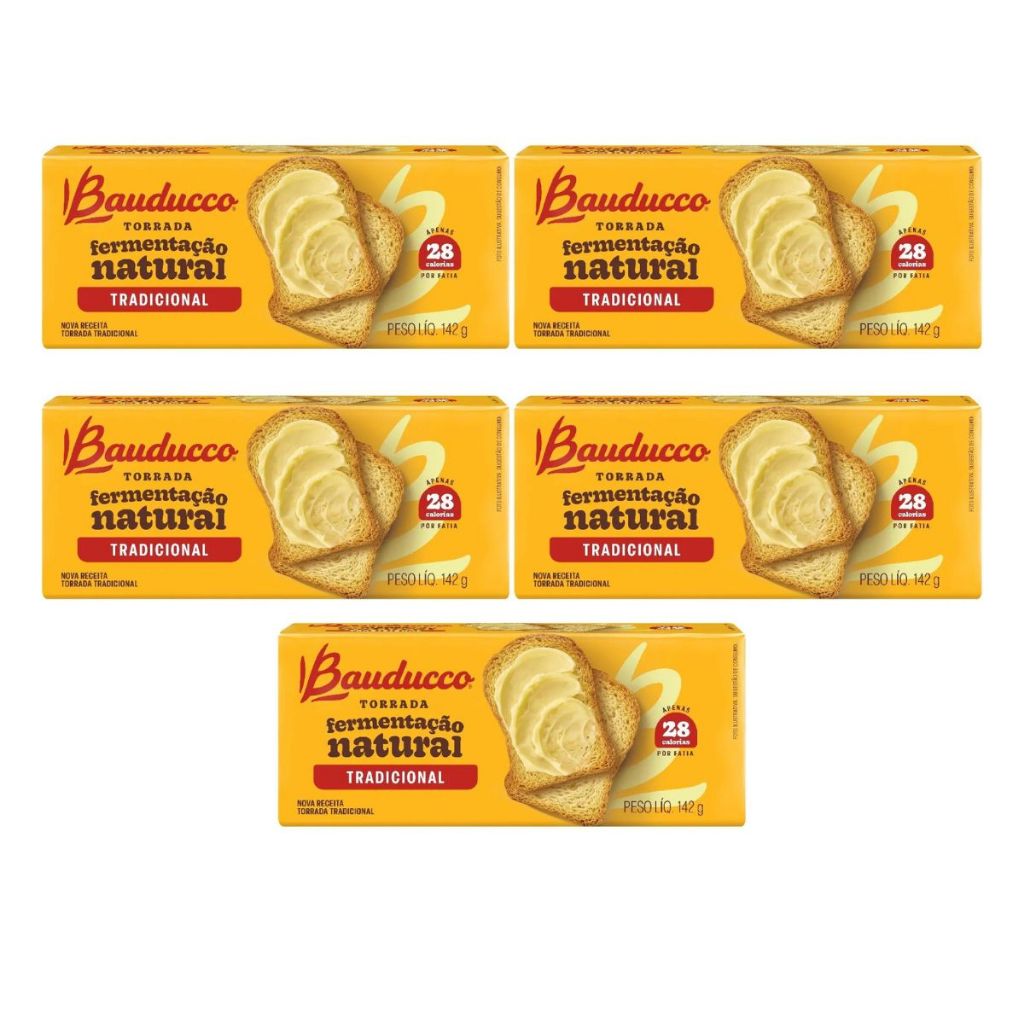 Kit C/5 Torrada Bauducco Tradicional 142g | Shopee Brasil