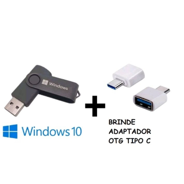 Pen drive windows 10 pro 32 e 64 bits +ativação+ otg C | Shopee Brasil
