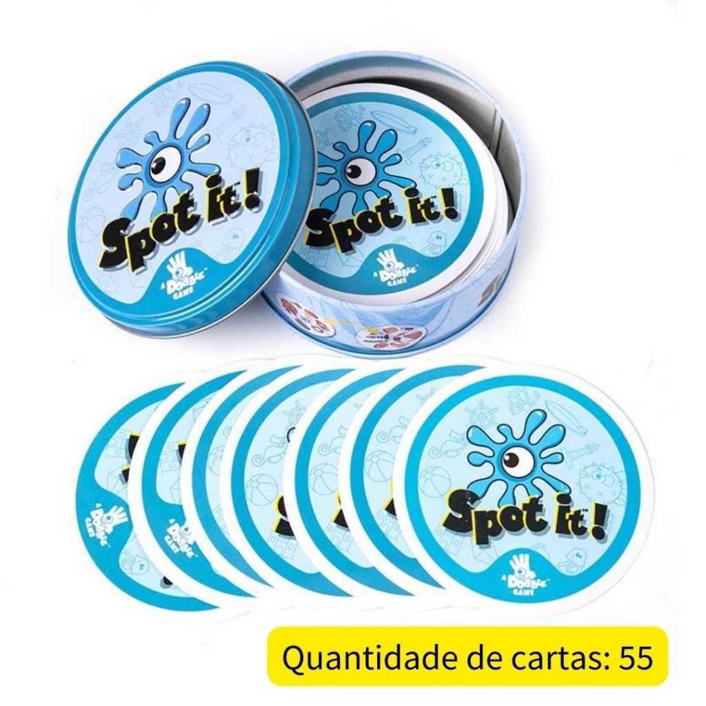 Jogo Dobble/Spot It, Jogo de Cartas - Praia Lata de Embalagem AMASSADA ...