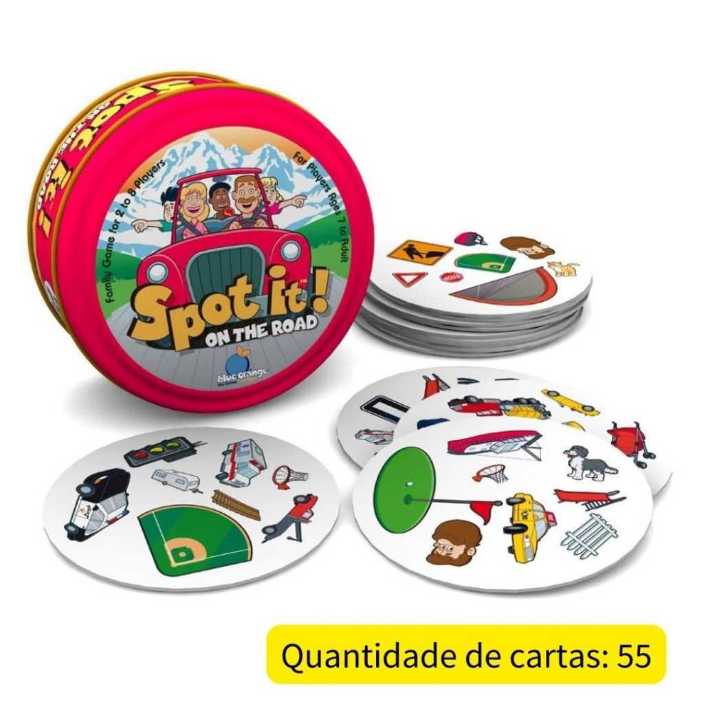 Jogo Spot It/Dobble, Jogo de Cartas - On The Road Na Estrada Lata de ...