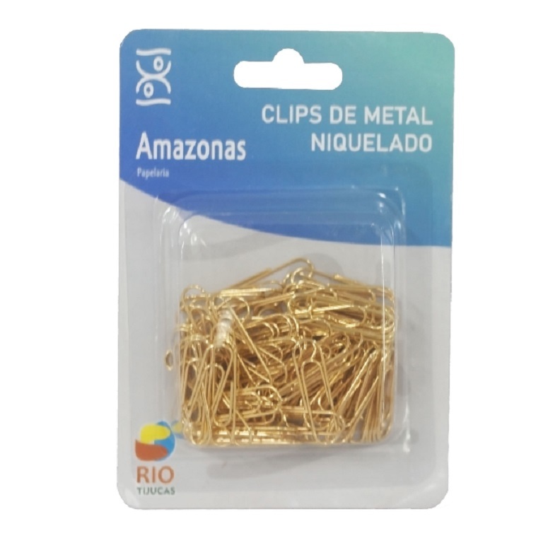 100 Clips dourado de papel clipes de metal niquelado 28mm | Shopee Brasil