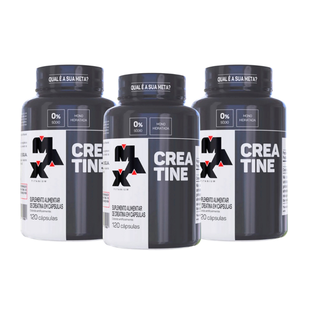 3x Creatine Creatina Monohidratada - 120 Cápsulas - Max Titanium ...