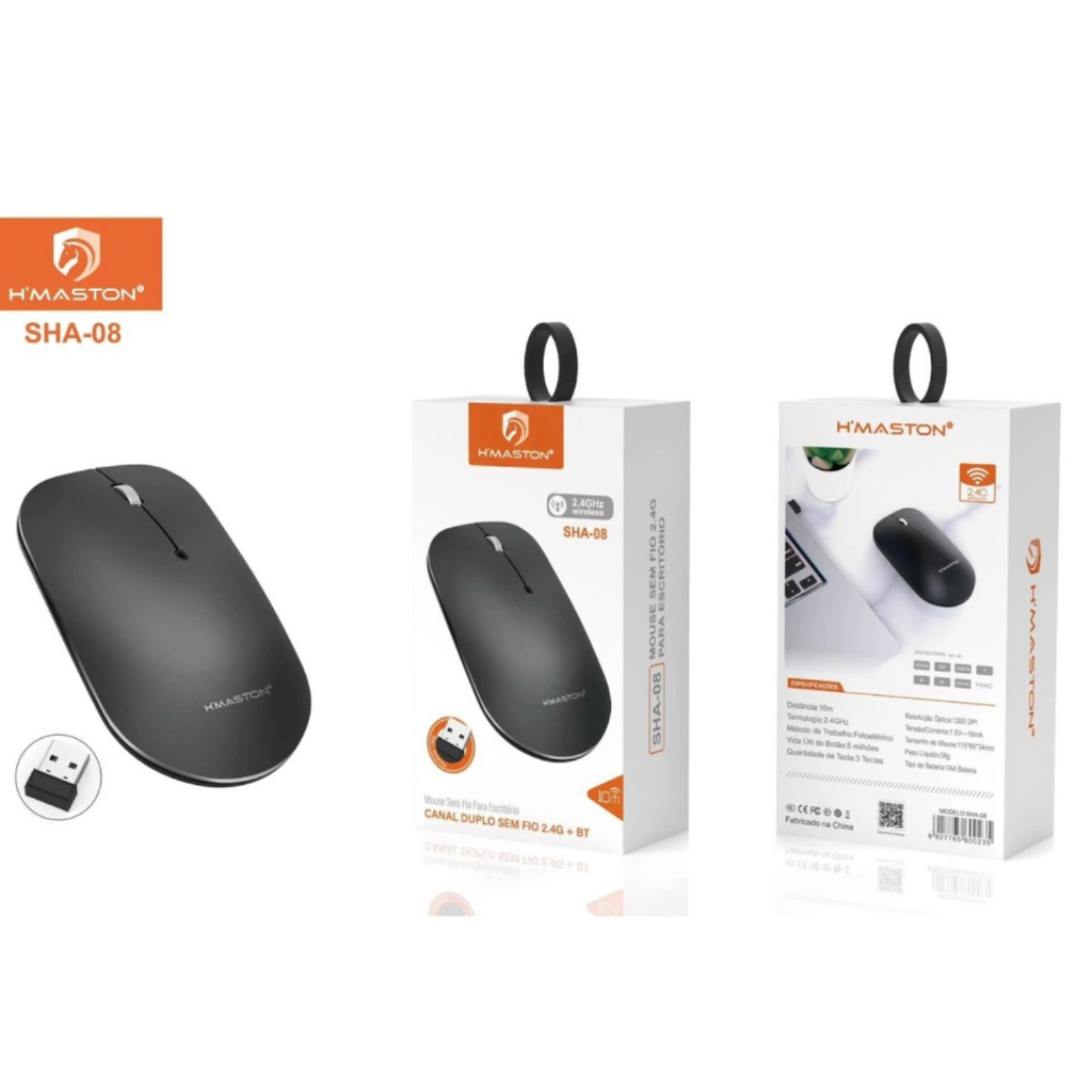 Mouse óptico 2.4G Sem Fio SHA08 Hmaston Bluetooth Wireless | Shopee Brasil