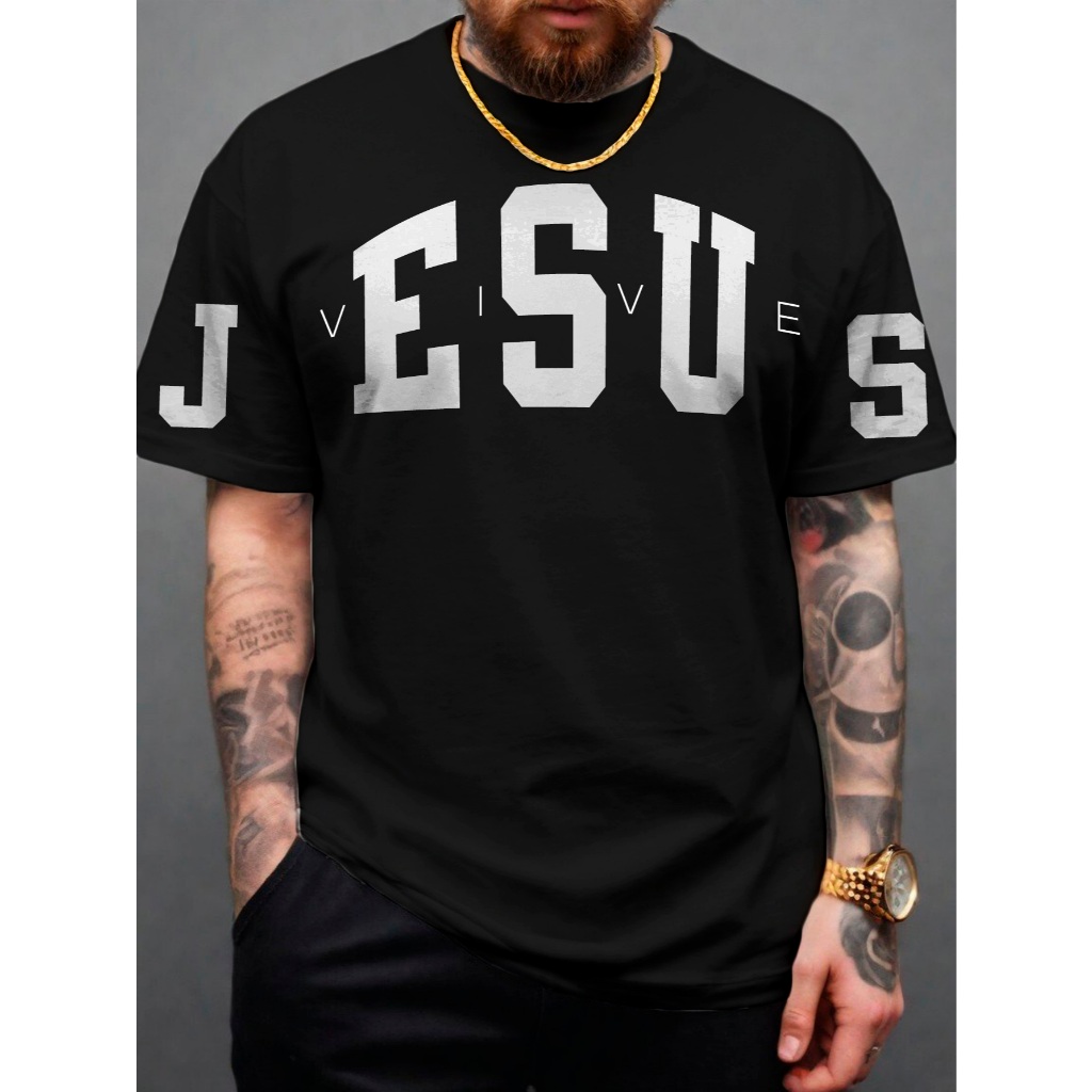 T-Shirt Masculina Jesus Vive Moda Evangélica Camisa Streetwear | Shopee ...