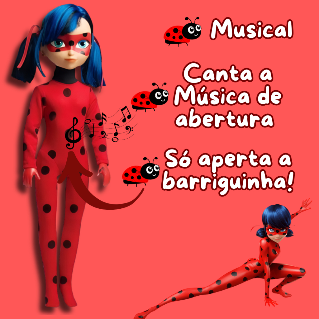MEP Boneca LADYBUG 45cm Musical Original Articulada Em Vinil Miraculous ...