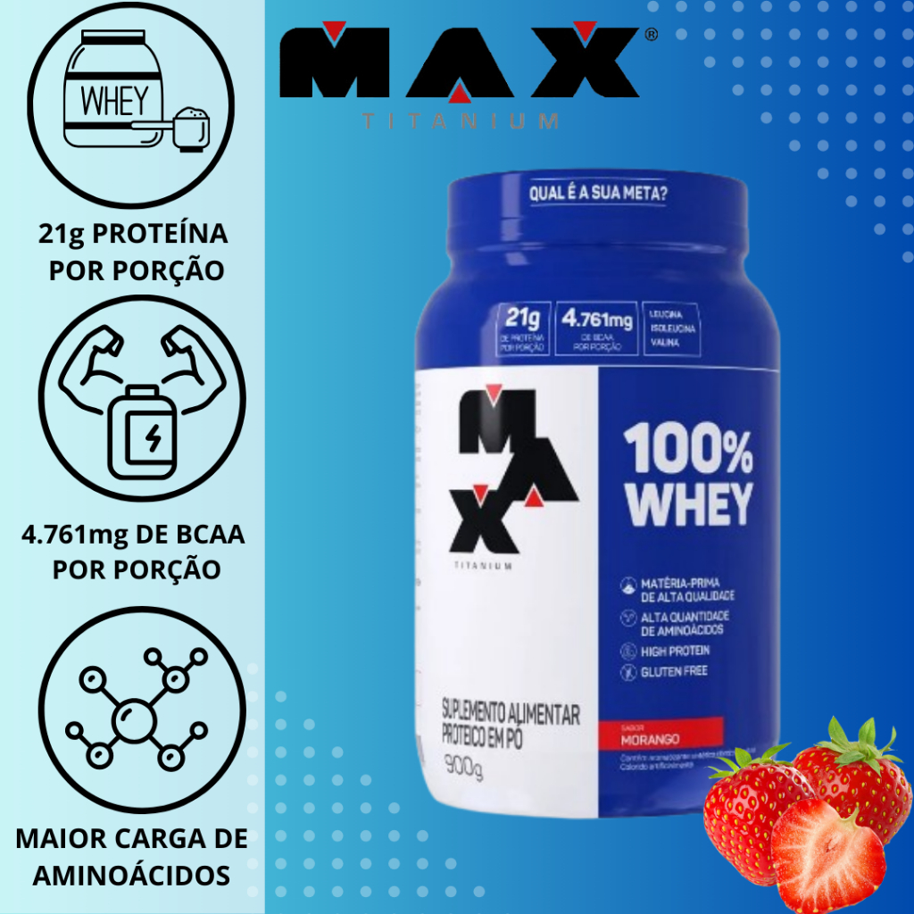 Whey Max Titanium 100% Pure *Baixo Carbo* Pote 900g | Shopee Brasil