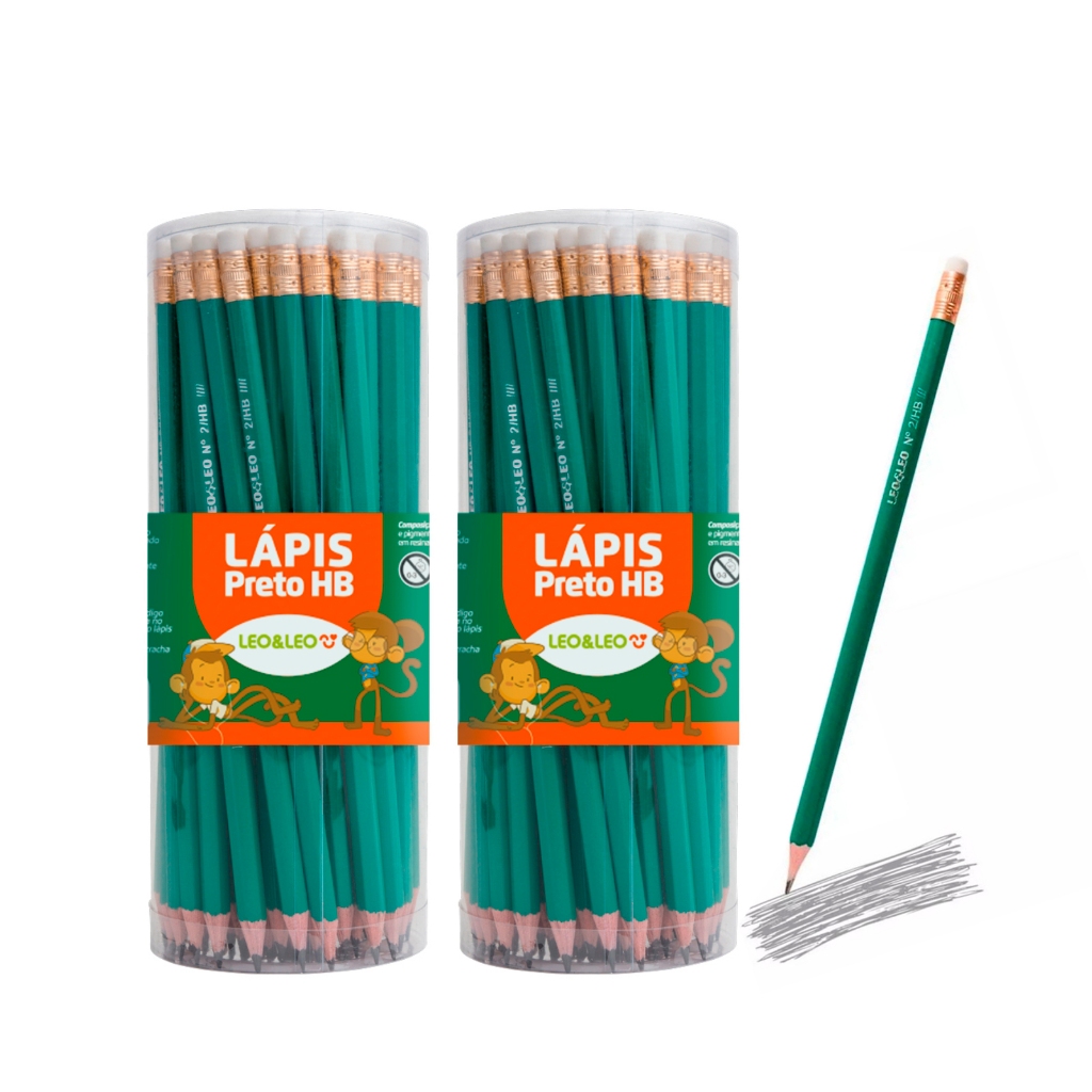 Lápis de Escrever Preto Pote 144 Unidades Leo & Leo Grafite Hb Sextavado Escolar | Shopee Brasil