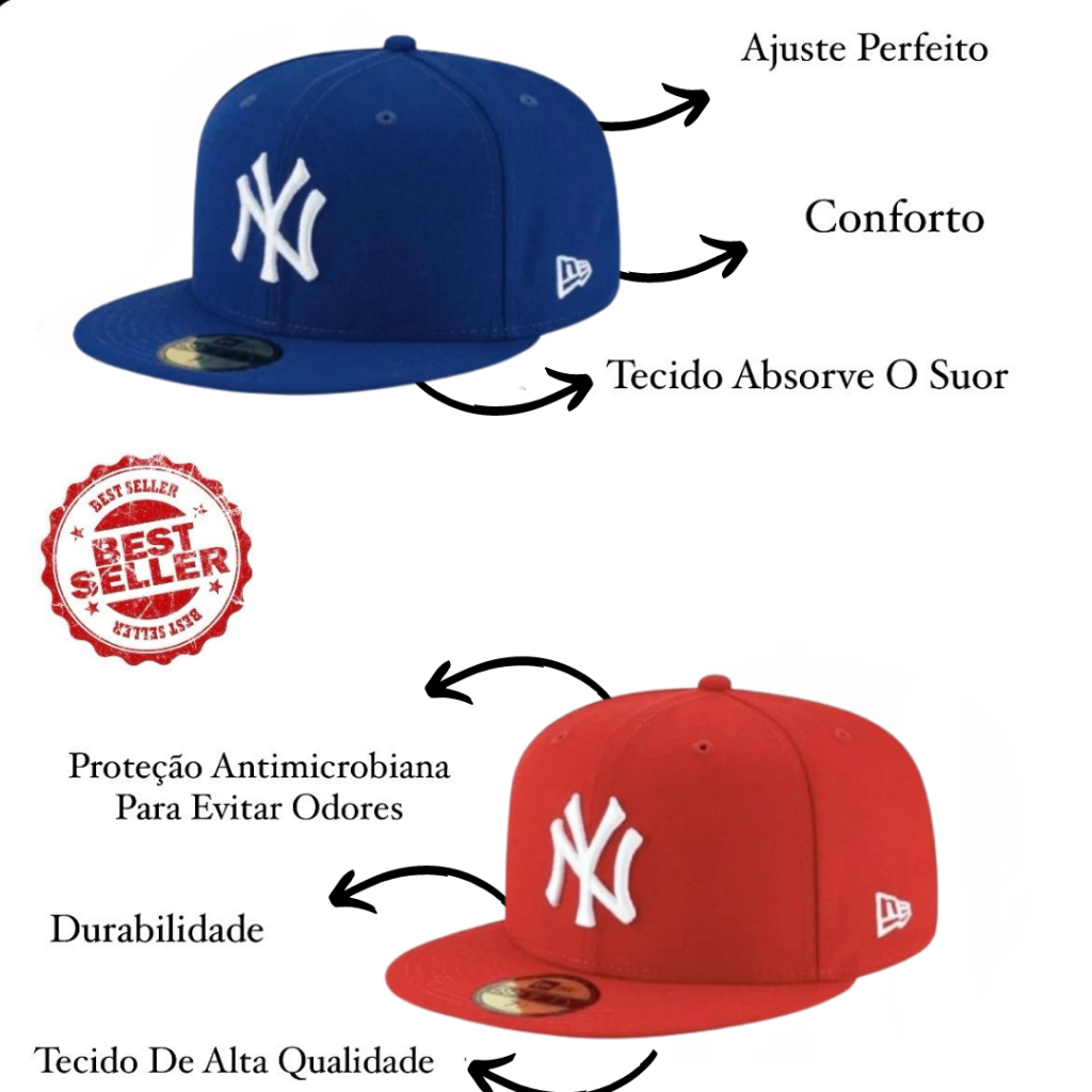 Boné Aba Reta Beisebol Yankee Snapback Trucker Fechado Ou Ajustável ...
