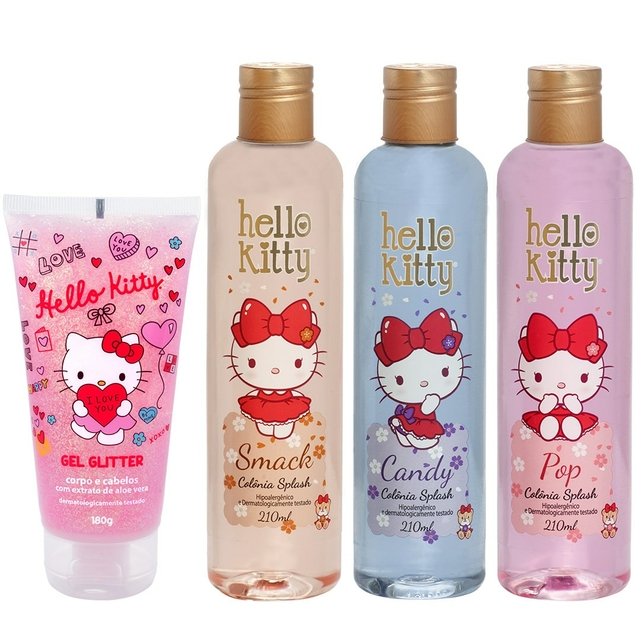 Gel glitter cabelo e corpo hello kitty e boddy splash hello kit | Shopee Brasil
