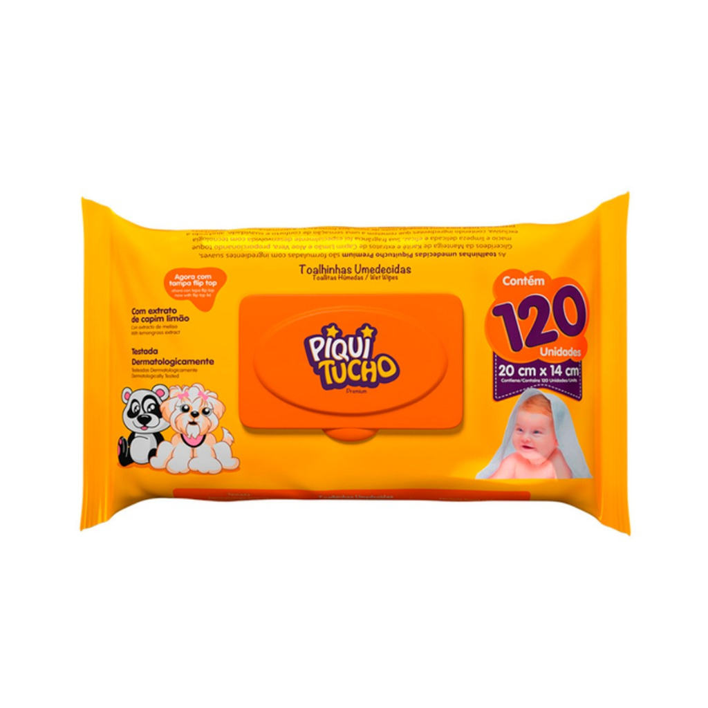 PIQUITUCHO Toalhinhas Umed Premium 1 Unidade Com 120 Lenços Umedecidos ...