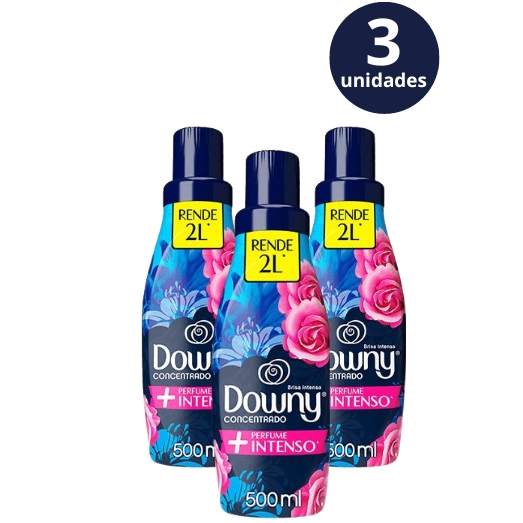 Kit 3x Amaciante Concentrado Downy Brisa Intenso - 500mL | Shopee Brasil