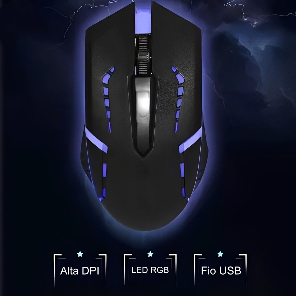 Mouse Gamer Usb 3200Dpi Led RGB Ajustável Com Fio | Shopee Brasil