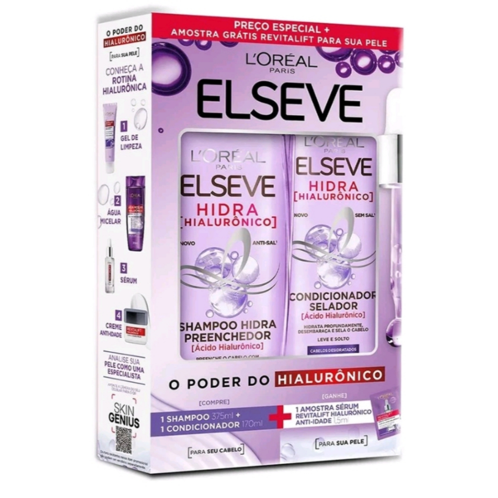 Elseve Shampoo Loreal Hidra Hialurônico com Hidratação Profunda KIT ...