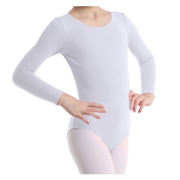 Collant Ballet Manga Longa Branco Body - Balé Infantil | Shopee Brasil