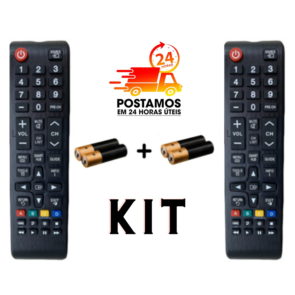KIT 2 CONTROLES COMPATIVEL C/ TV SAMSUNG UNIVERSAL TODOS MODELOS DE ...
