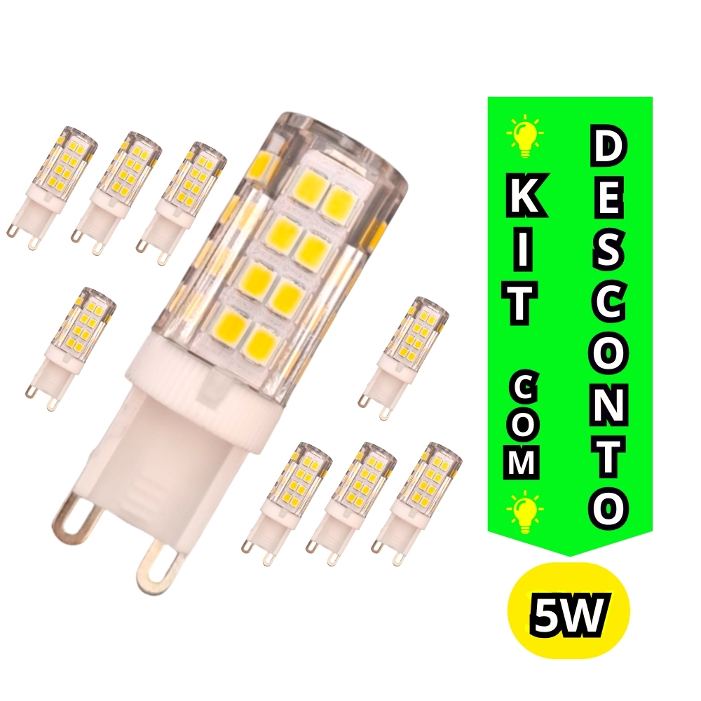 Kit Lampada Led Halopin G9 5W Bivolt para Lustre e Arandelas - Faz a Boa!
