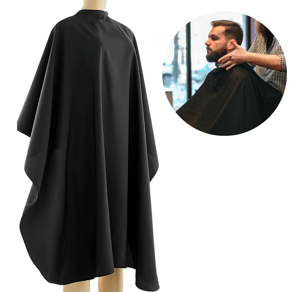 Capa Para Corte De Cabelo PROFISSIONAL Preta Extra Grande Cetim ... Capa Para Corte De Cabelo PROFISSIONAL Preta Extra Grande Cetim ...