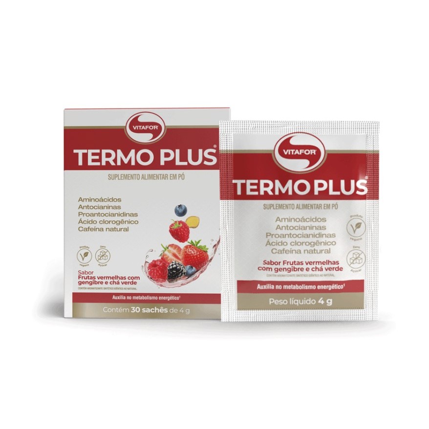 Termo Plus - 30 sachês 4g frutas vermelhas com gengibre e chá verde ...